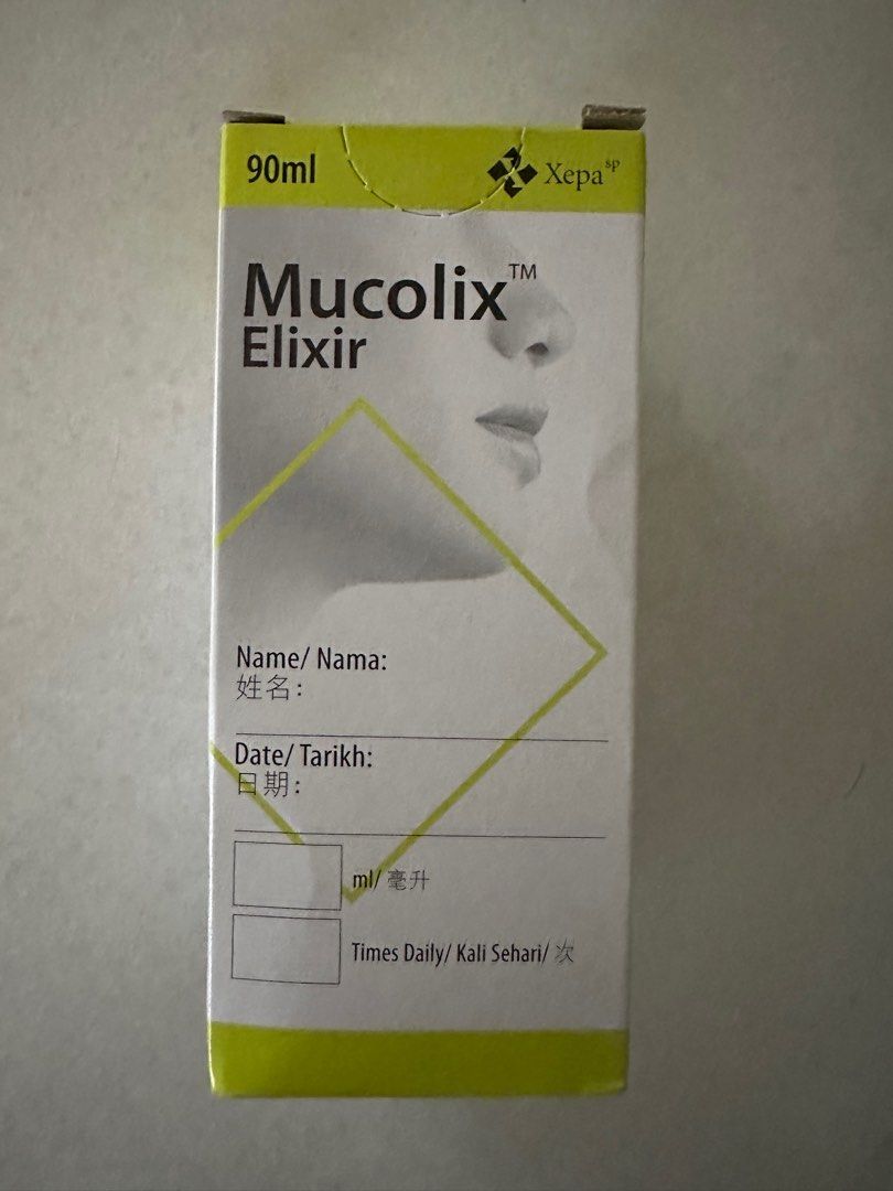 Mucolix Elixir for Stubborn Phlegm 90ml, Health & Nutrition, Medical ...