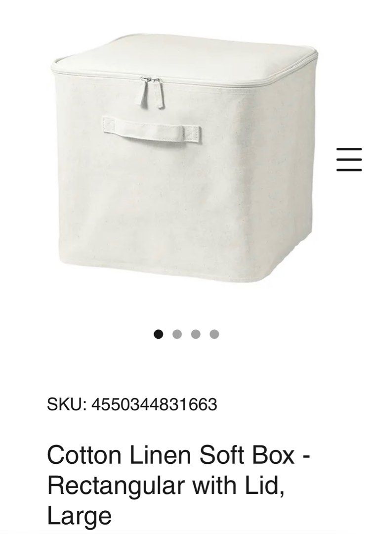 MUJI Polyester Cotton Linen Soft Box - Rectangular with Lid, Large ...