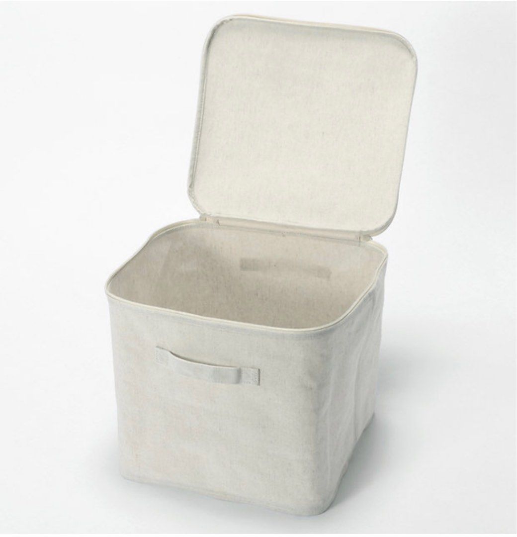 MUJI Polyester Cotton Linen Soft Box - Rectangular with Lid, Large ...