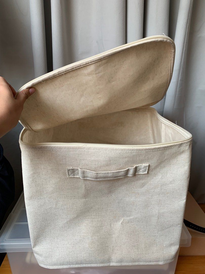 MUJI Polyester Cotton Linen Soft Box - Rectangular with Lid, Large ...