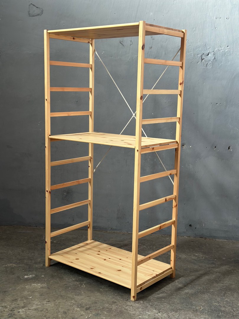 MUJI large natural pine unit shelf (adjustable shelves), Furniture ...