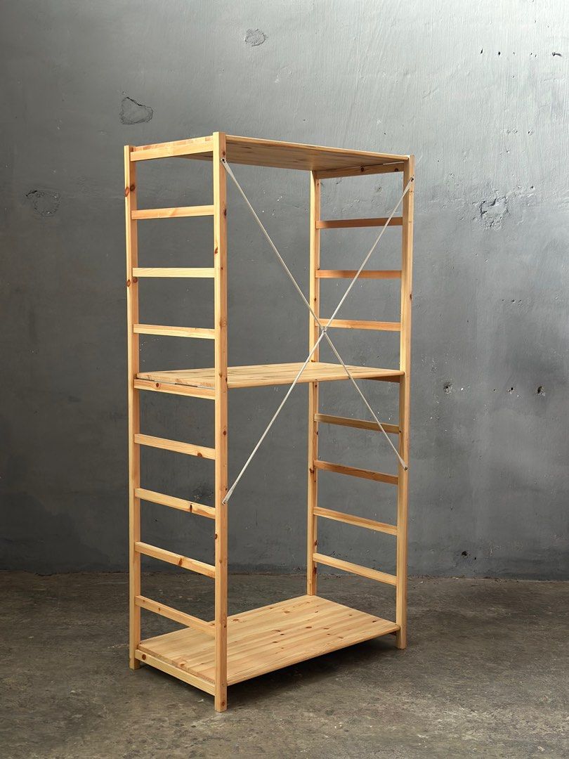 MUJI large natural pine unit shelf (adjustable shelves), Furniture ...