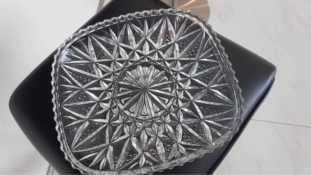 New Crystal Glass Square Serving Plates, Furniture & Home Living ...