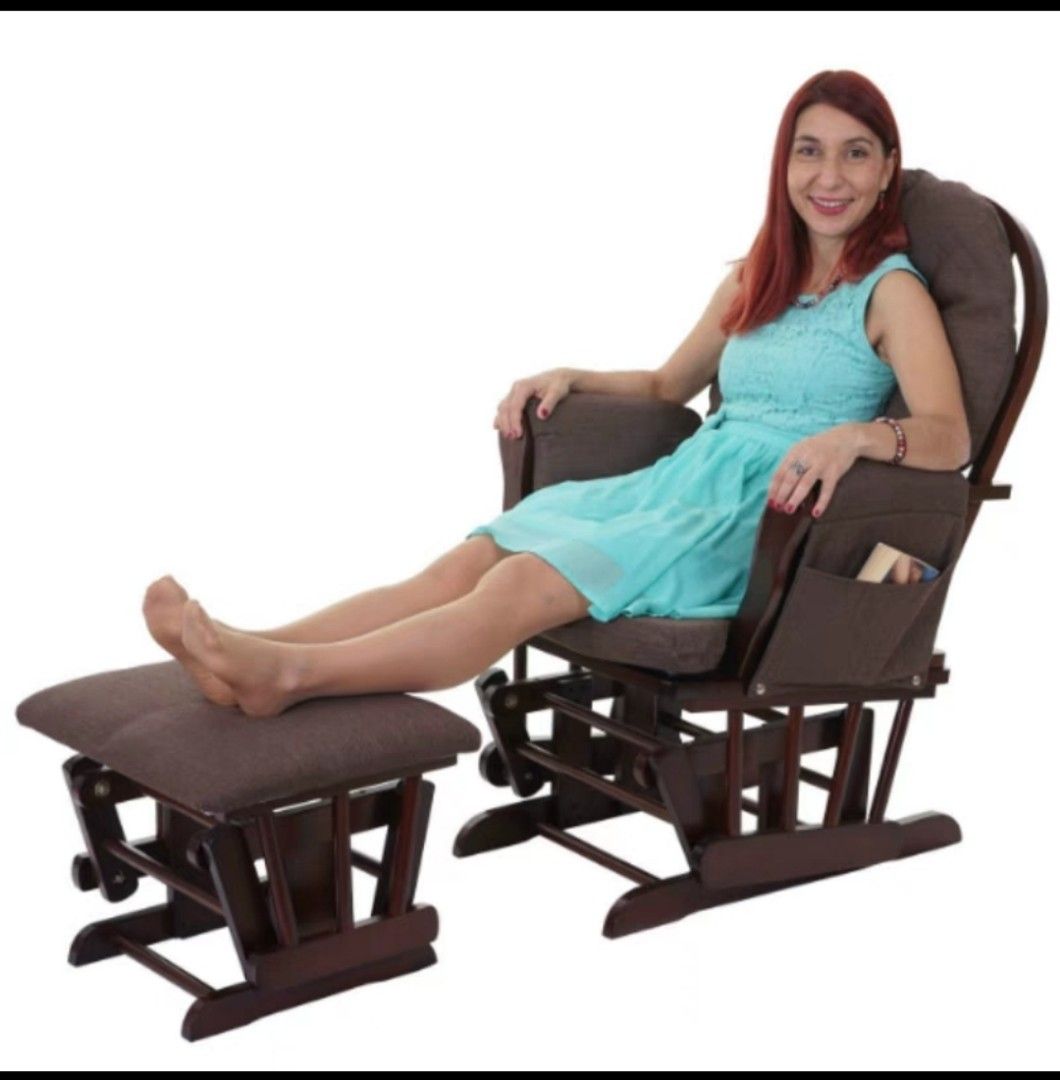 Nursing glider chair with footrest, Furniture & Home Living, Furniture ...