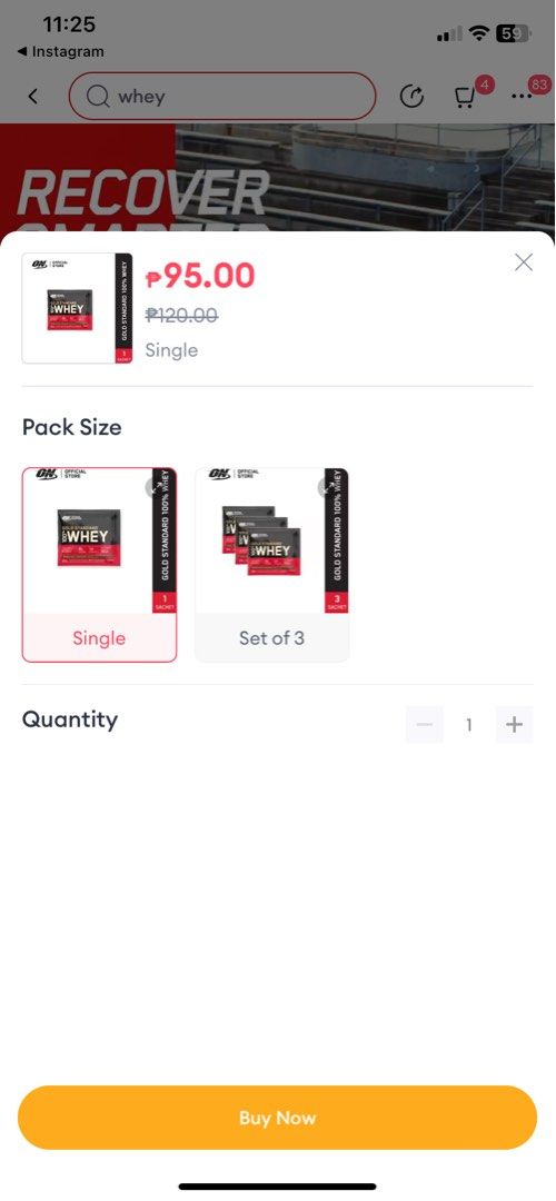 Optimum Nutrition package on Carousell