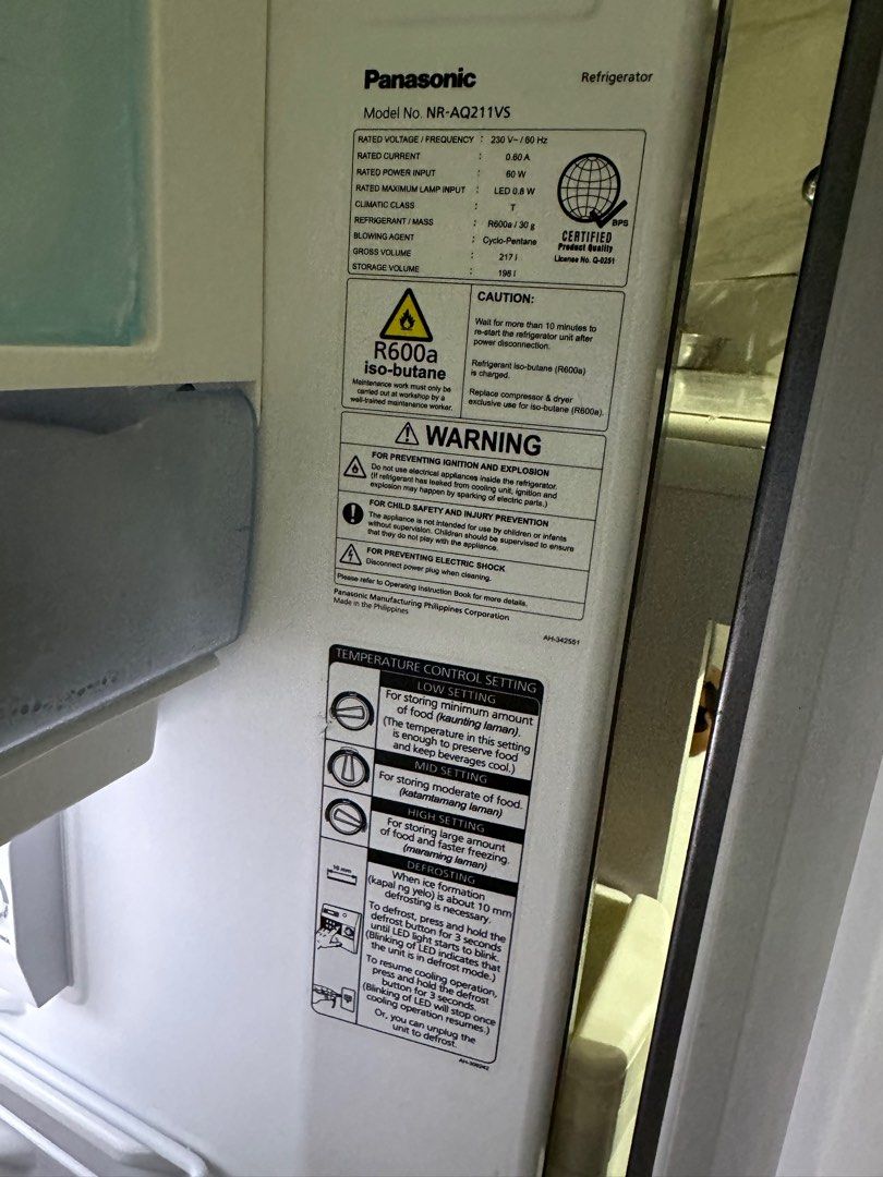 Panasonic Econavi Ref 7.4cu, TV & Home Appliances, Kitchen Appliances ...