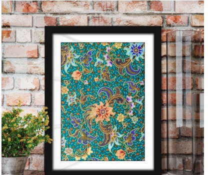 Peranakan Design Batik textiles - Peacock Blue Art Decor Poster (ML0191 ...
