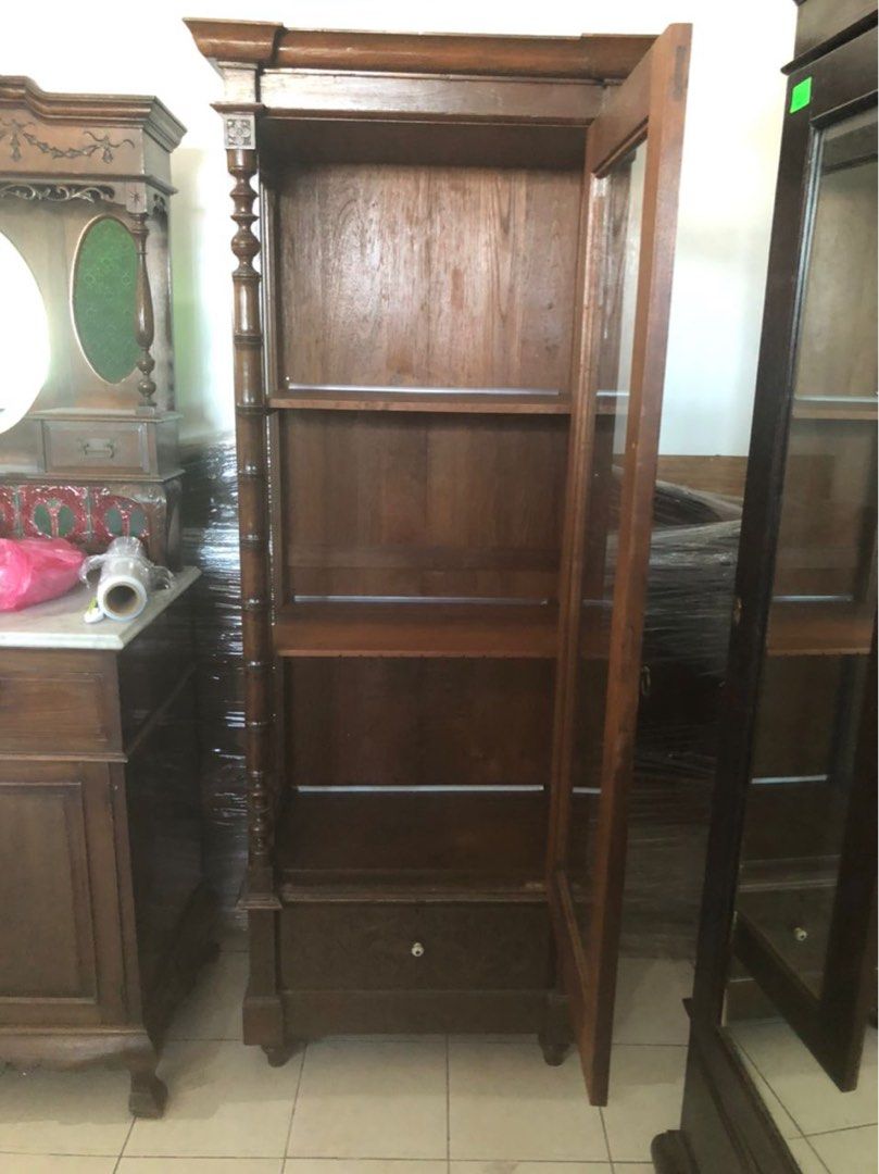 Peranakan single teakwood display cabinate, Furniture & Home Living ...