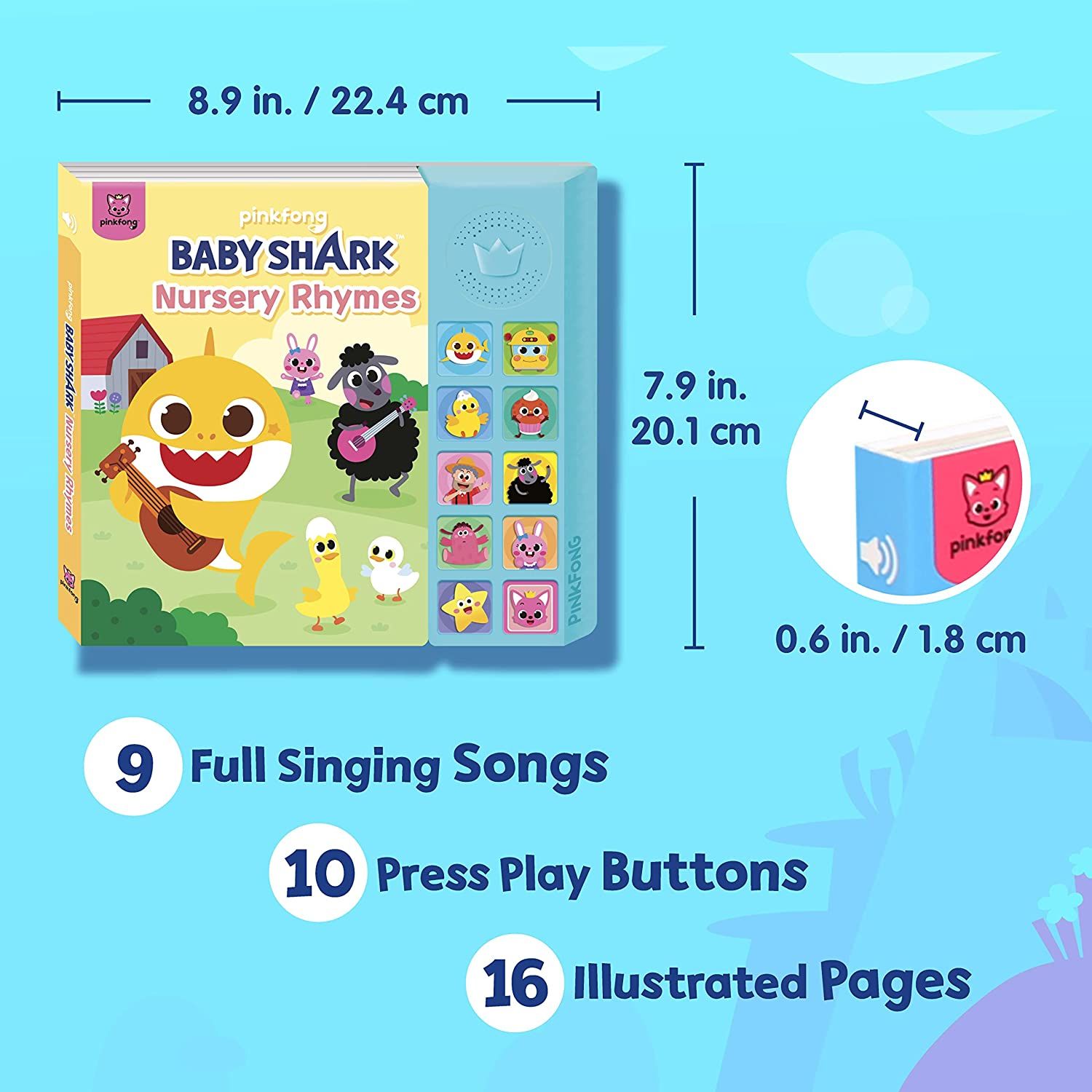Pinkfong Baby Shark Nursery Rhymes Sound Book | Premium 10 Button Read ...