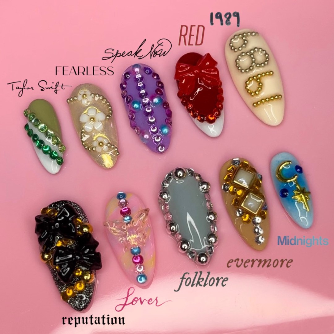 Press-On Stiletto Gel Nails “Taylor’s Eras”, Beauty & Personal Care ...