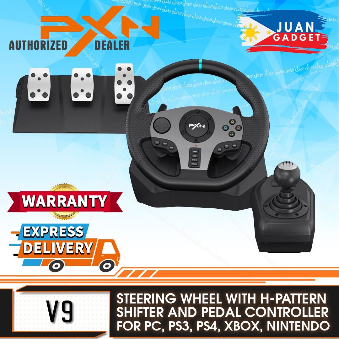 PXN V9 PC Driving Wheel, 900 Degree Vibration Racing Steering Wheel Set ...