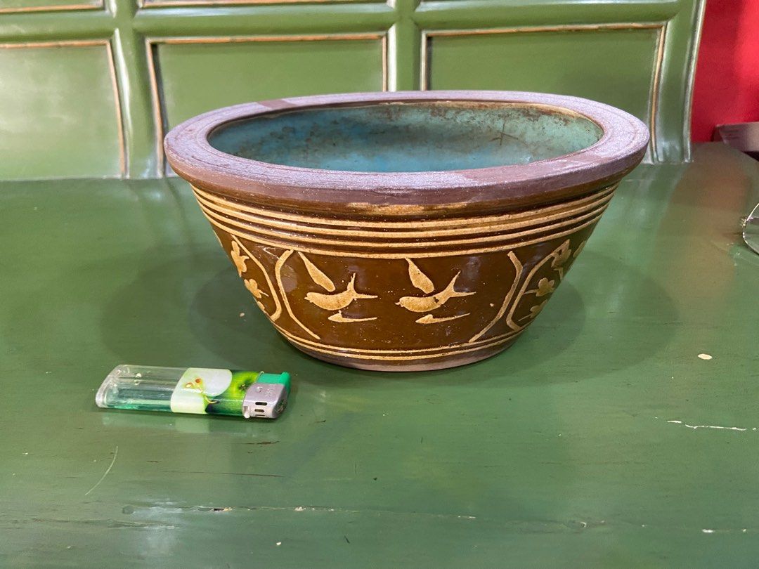 Rare small pottery oval shaped flower pot, Furniture & Home Living ...