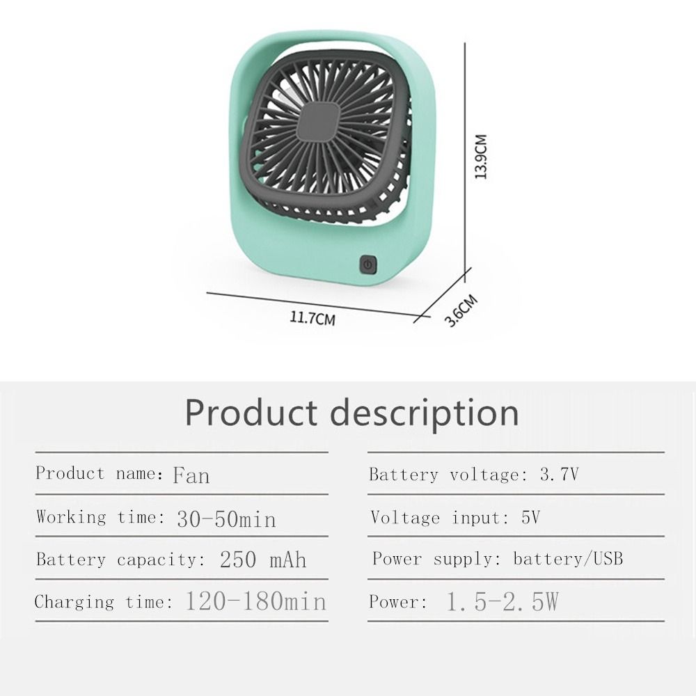Rechargeable Electric Fan w/ Strong Airflow Portable Mini Fan Cooler ...