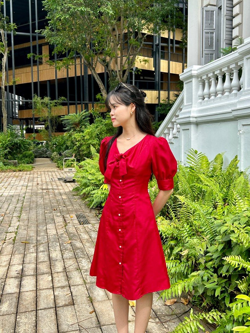 Red ribbon dress, Women's Fashion, Dresses & Sets, Dresses on Carousell