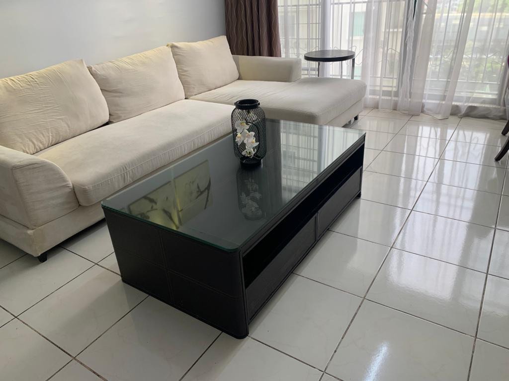 Rozel L-Shape Sofa- good condition. Comes with coffee table, Furniture & Home Living, Furniture ...