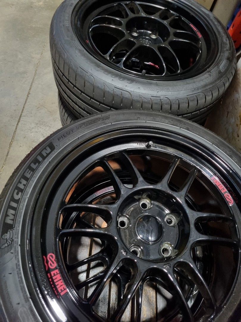 RPF1 17 inch sport rims with tyres PCD 114.3x5, Car Accessories, Tyres & Rims on Carousell