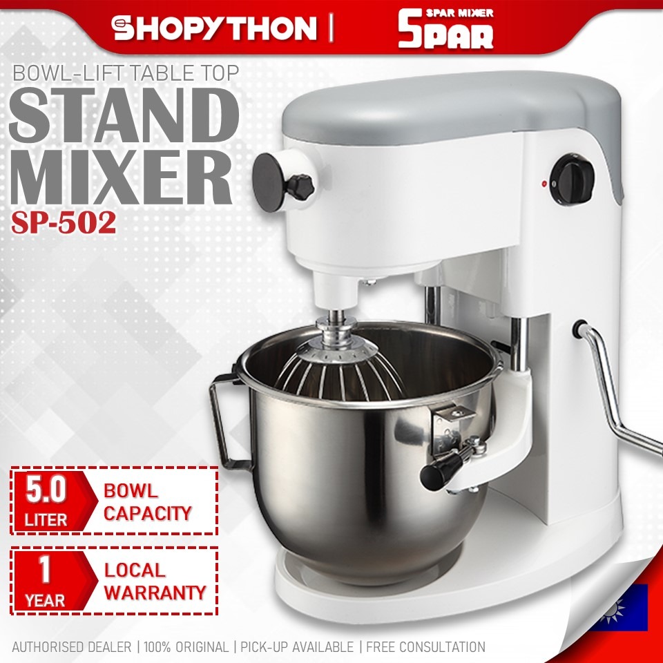 SPAR Table Top Mixer SP-502 (5.0L/750W) Bowl-Lift 10 Speeds Stand Mixers 1HP DC Carbon Brush ...