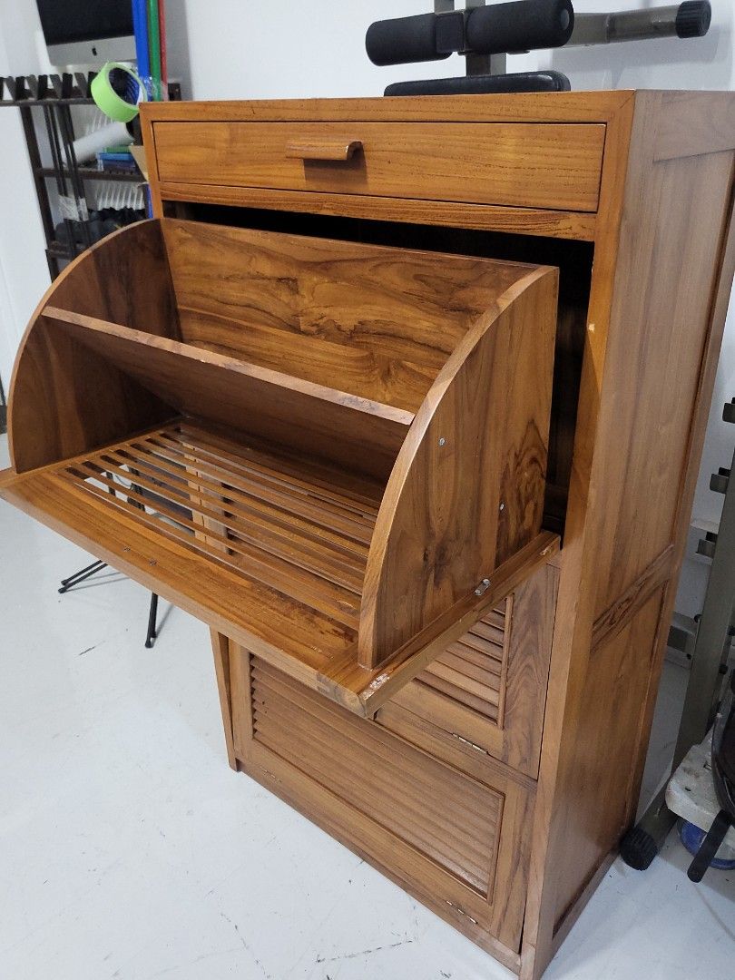 Teak shoe rack, Furniture & Home Living, Furniture, Shelves, Cabinets ...
