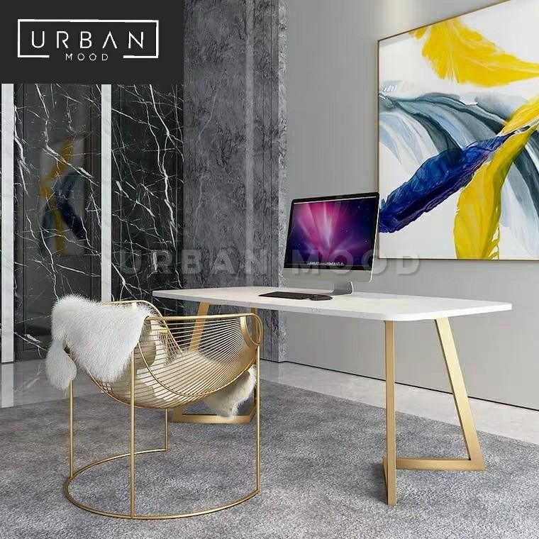 TEMPEST Contemporary Marble Study Table, Furniture & Home Living ...