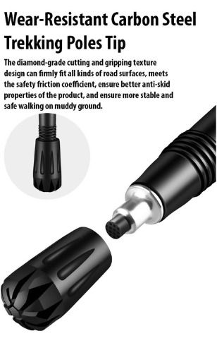 Trekking Pole Hiking Poles Collapsible Tri-fold Carbon Fiber Walking ...
