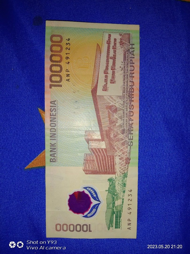 Uang Kertas Kuno Rp 100.000 Emisi Tahun 1999 Polimer, Antik, Uang Lama ...