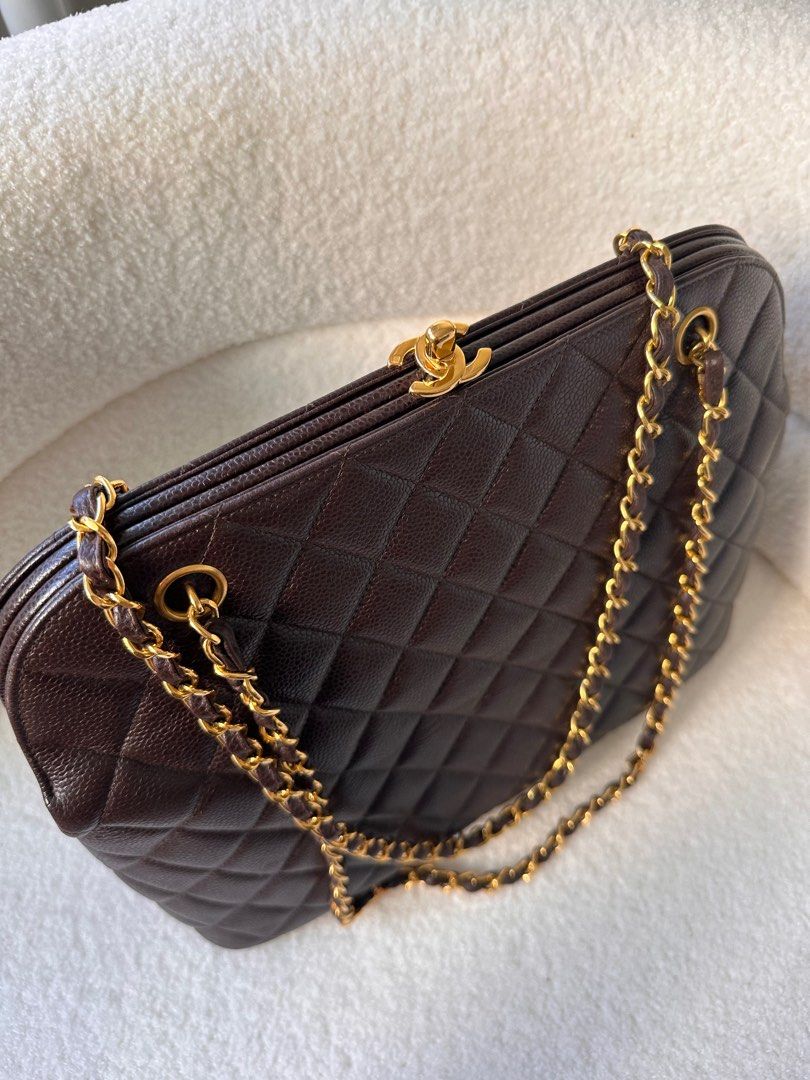 Vintage Chanel kiss lock tote, Luxury, Bags & Wallets on Carousell