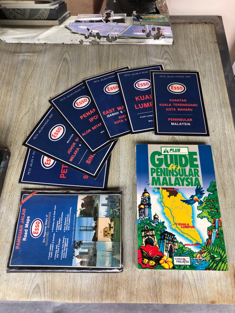 Vintage esso & plus peta jalan malaysia singapore sabah sarawak ...