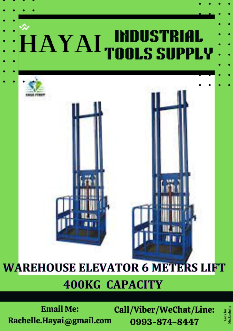 WAREHOUSE ELEVATOR 6 METERS LIFT 400KG CAPACITY, Commercial & Industrial, Industrial Equipment ...