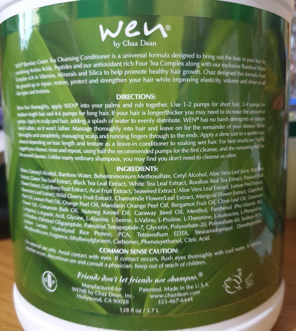 WEN by Chaz Dean Bamboo Green Tea Hair Cleansing Conditioner, 128 fl ...