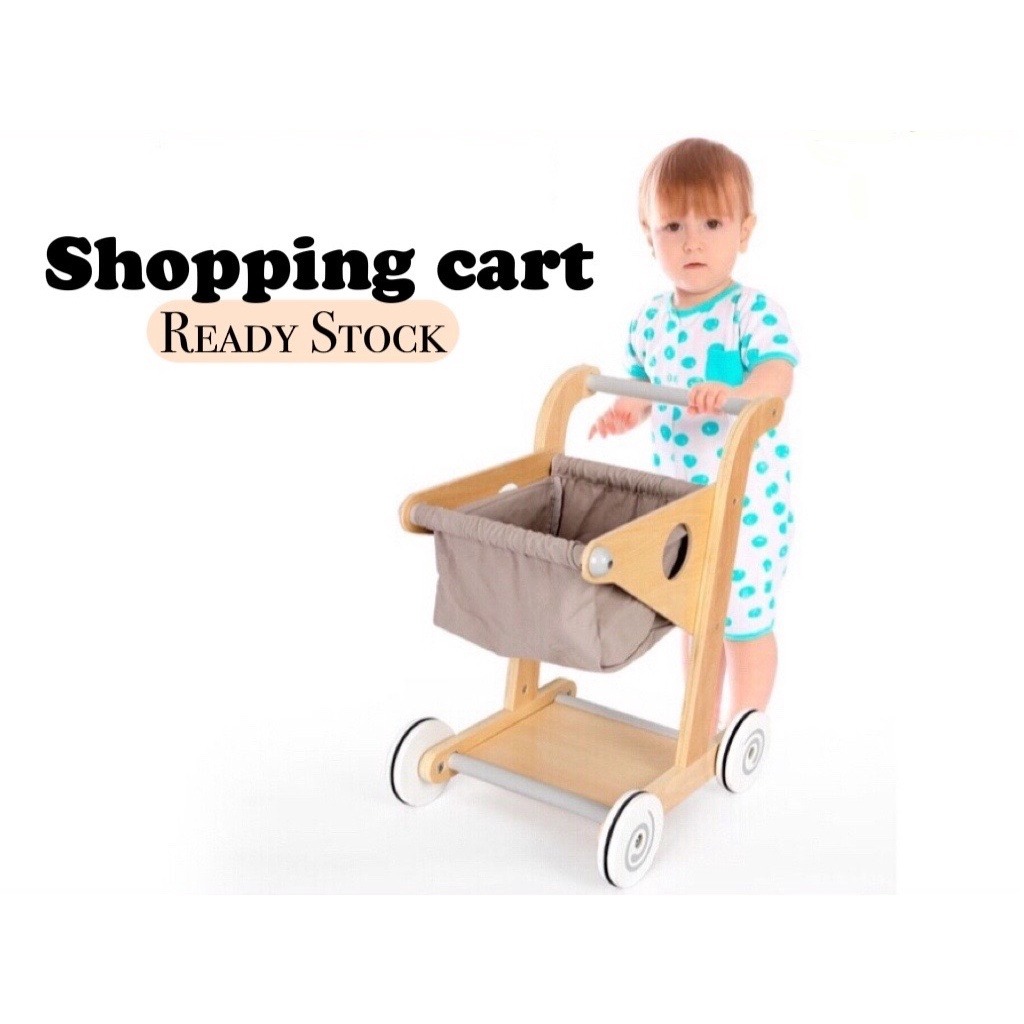 Wooden Shopping Cart | Baby Trolley | Play Stroller | Kids Walker Push ...