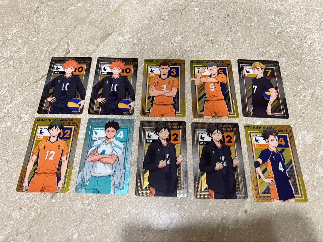 wts haikyuu metallic cards Hinata Asahi Tanaka Atsumu Yamaguchi ...