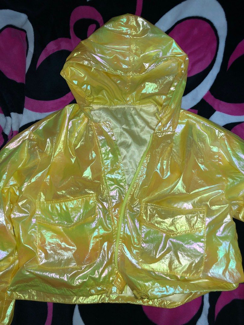 Yellow Holographic Jacket, Women's Fashion, Coats, Jackets and ...