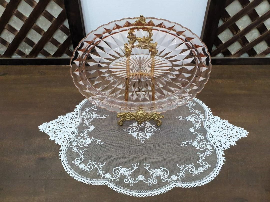 1930s Windsor pattern depression glass oval platter by the Jeanette ...