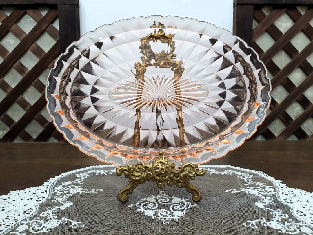 1930s Windsor pattern depression glass oval platter by the Jeanette ...
