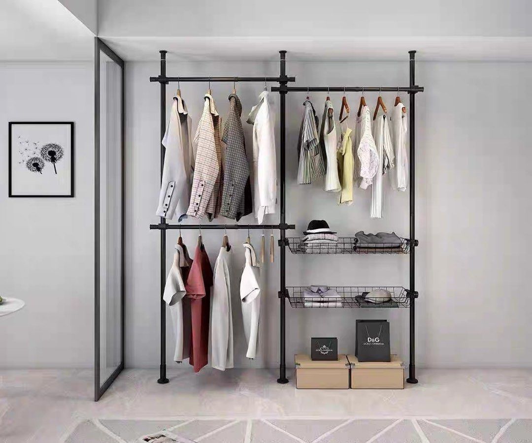 Adjustable Wardrobe clothes rack DIY installation, Furniture & Home ...