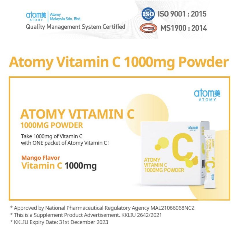 Atomy Vitamin C 1000mg powder, Health & Nutrition, Health Supplements ...