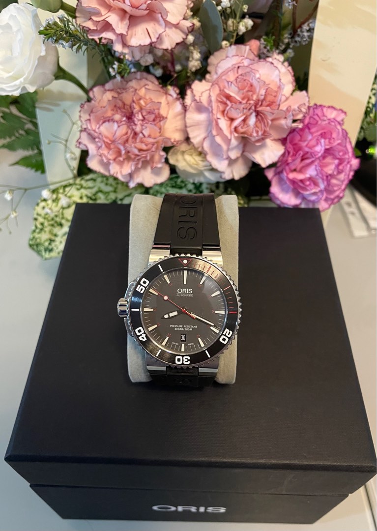 Authentic ORIS Aquis Red LE, Luxury, Watches on Carousell