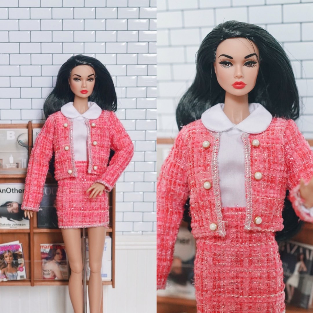 [pre-order] Barbie Doll Clothes - 3pc Pink Tweed Set, Hobbies & Toys ...