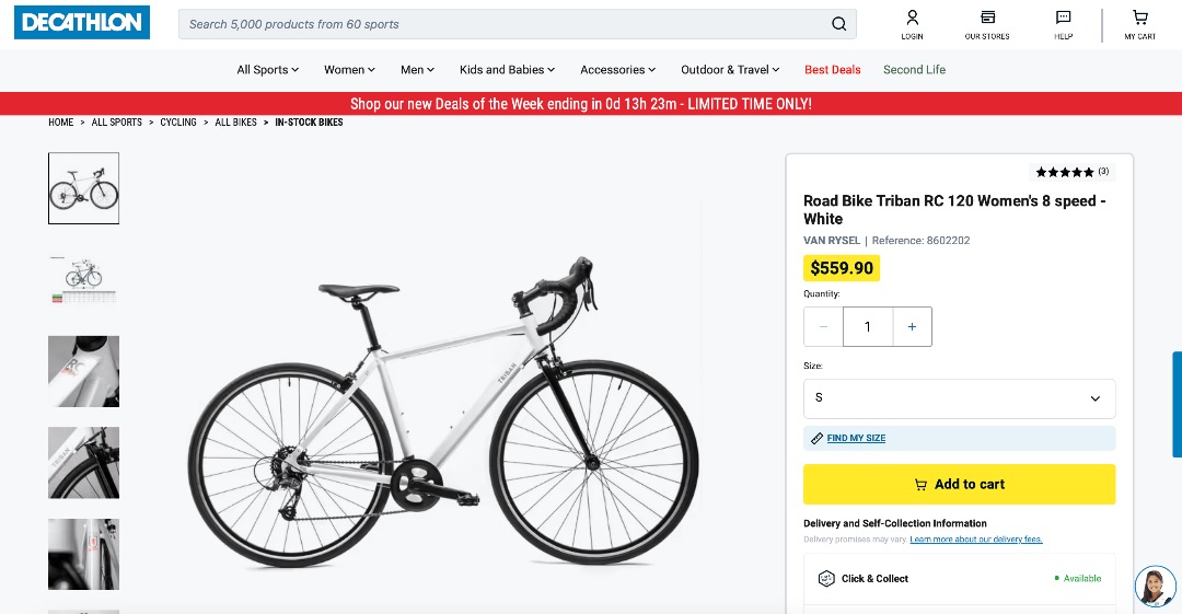 Road Bike Triban RC 120 8 speed - White, Sports Equipment, Bicycles ...