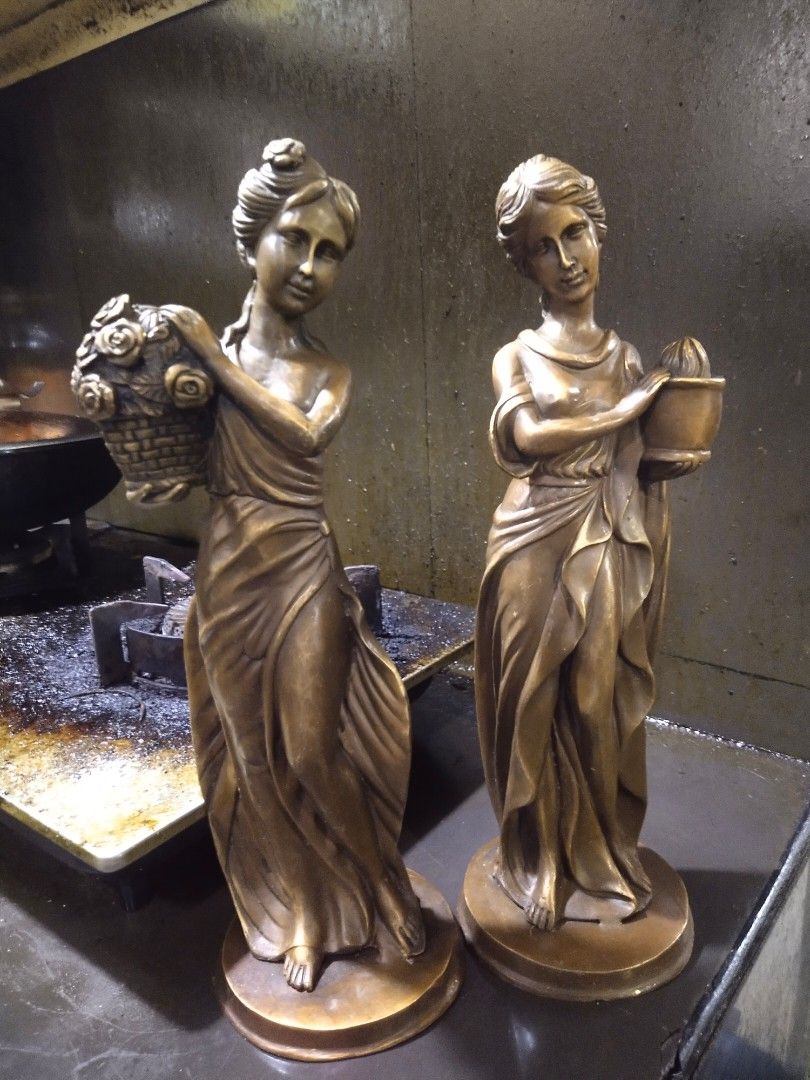 Brass lady statue pair display, Hobbies & Toys, Memorabilia ...