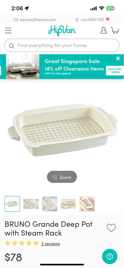 Bruno Grande deep pot with steam rack, Furniture & Home Living ...