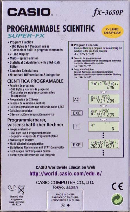 Casio fx-3650P Programmable Scientific Calculator, Computers & Tech ...