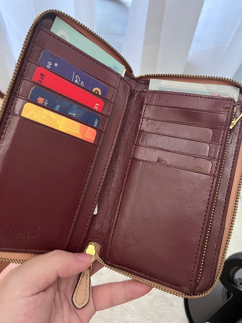 Coach pink Wallet crystal border rivets med, Women's Fashion, Bags ...