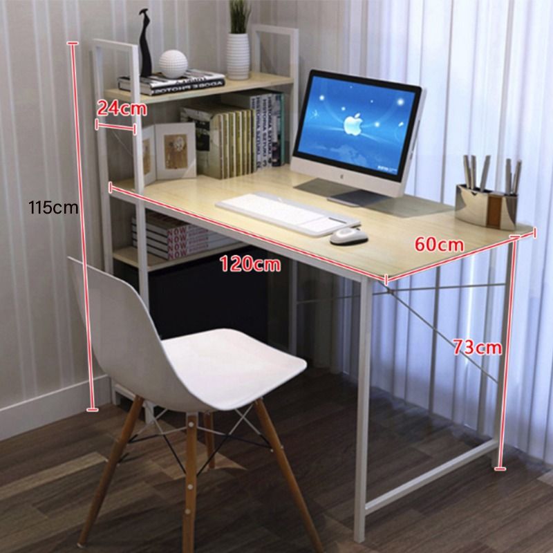 Computer Table Study Table With Bookshelf Free Install Wood Table 120CM Desk, Furniture & Home ...