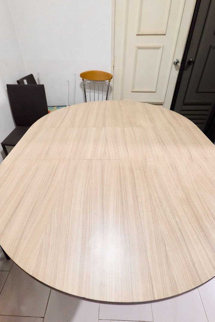 Custom Extendable Big Round Dining Table with solid wood legs ...