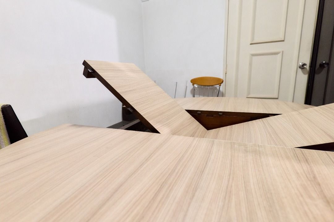 Custom Extendable Big Round Dining Table with solid wood legs ...