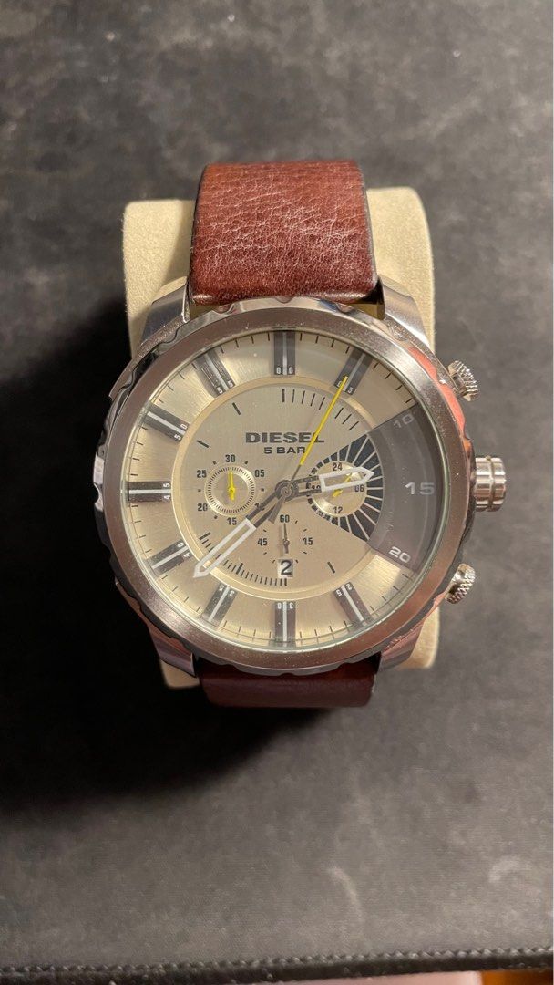 Men's Diesel Stronghold Chronograph Leather Strap Watch