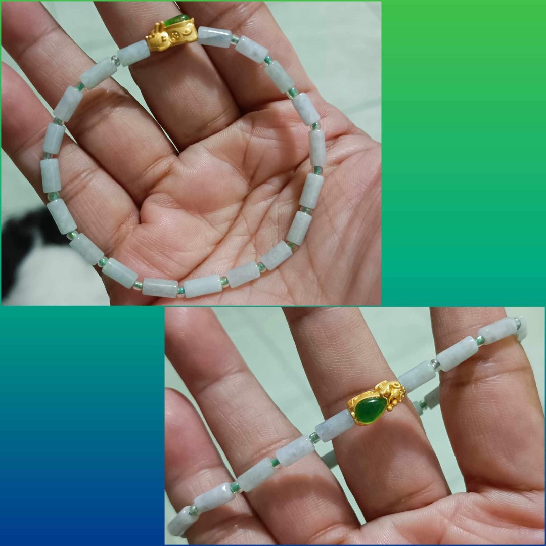 Emerald Minimalist Bracelet With Pixiu, Women's Fashion, Jewelry ...