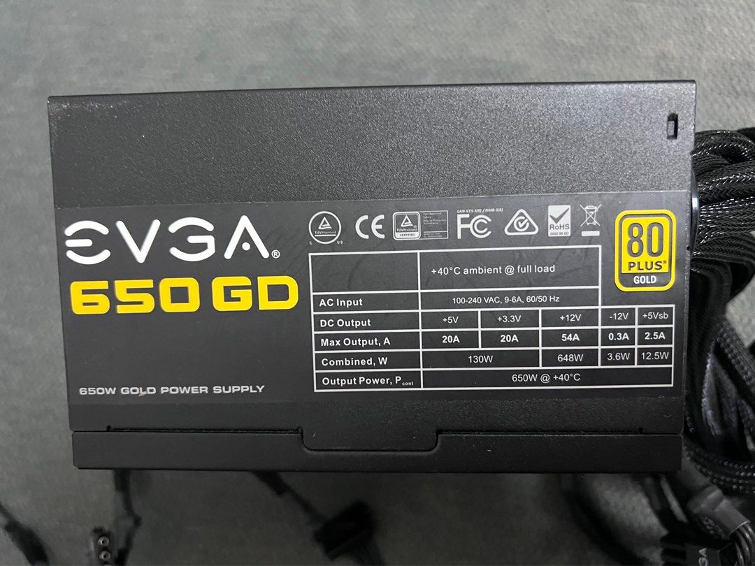 EVGA 650W GD (GOLD) Power Supply, Computers & Tech, Parts & Accessories ...