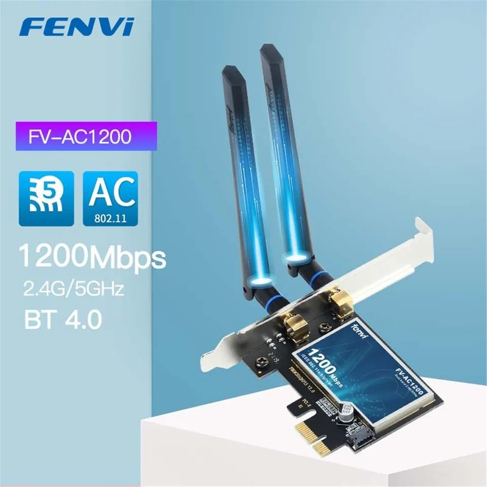 Fenvi FV-AC1200 1200Mbps Dual-band BT 4.0 Wifi 5 PCIe Wireless Network Adapter Adaptor Card ...